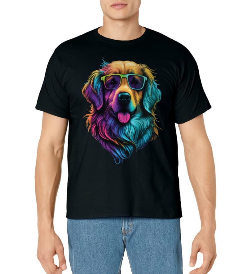 Colorful Golden Retriever Art - Dog Owner Canine Lover T-Shirt