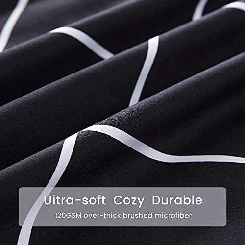 SLEEP ZONE Grid Printed Duvet Cover Queen Size with Zipper Closure & 8 Corner Ties, Soft Breathable All Seasons Comforter Cover Set 3 Pieces (Queen)