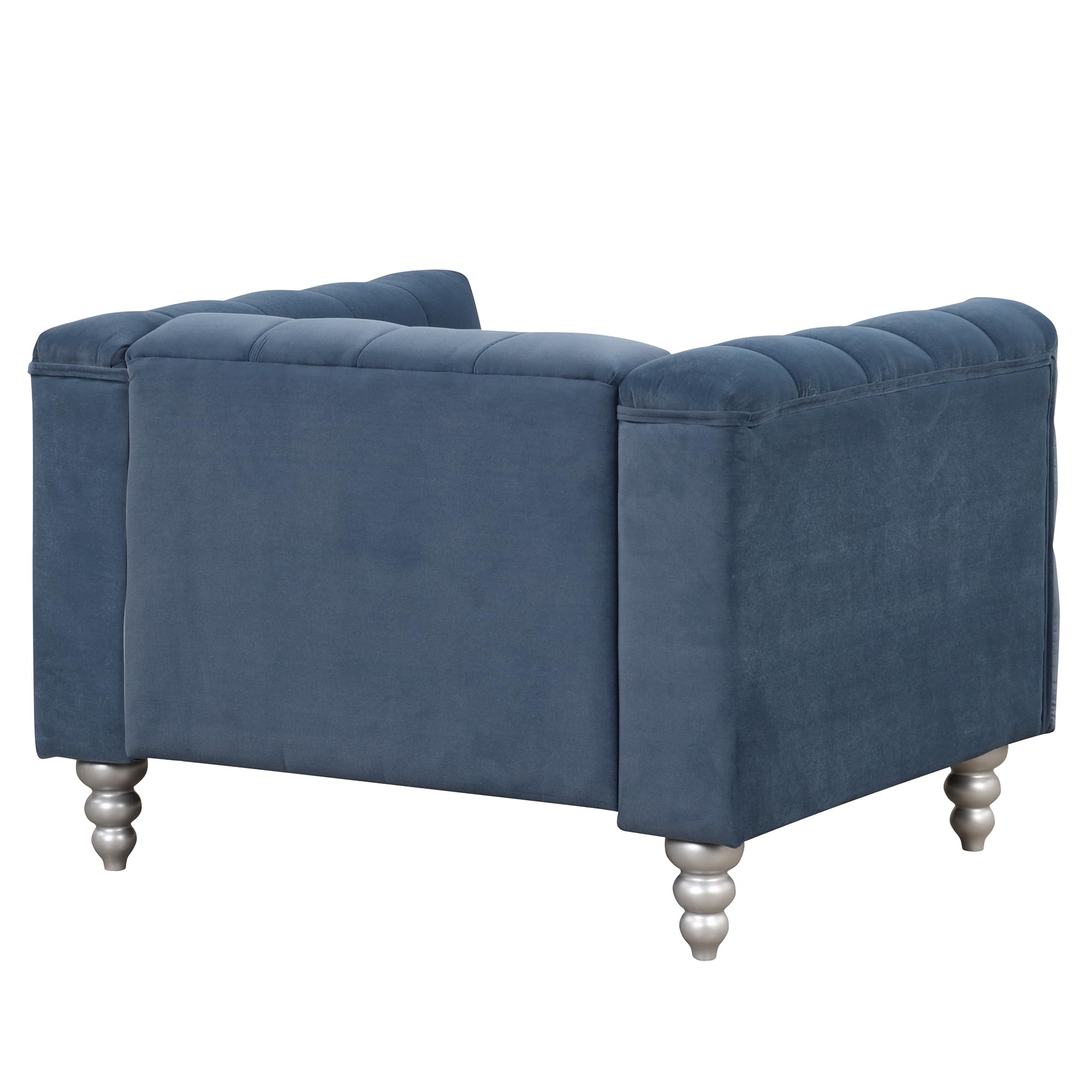 Merax, Blue 89" Modern Dutch Fluff Comfortable Upholstered Sofa Loveseat with Solid Wood Legs,Buttoned Tufted Backrest,Living Room Furniture
