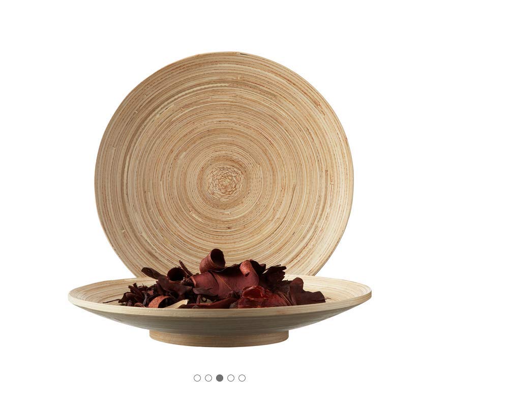 DODXIAOBEUL 11.75Inch Bamboo Salad Bowl, Cheese Plate,Fruit Plate, Handmade Salad Bowl, Suitable for Tableware for Holiday Gatherings, Weddings, Christmas and Picnics. Renewable Material.