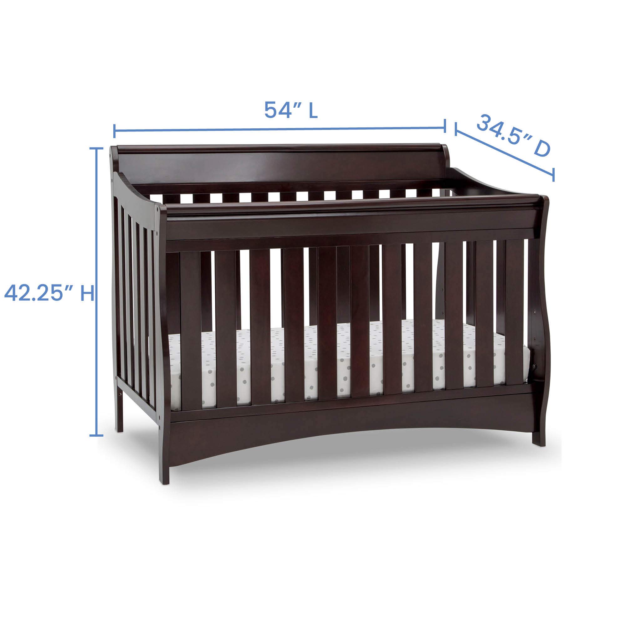 Delta Children Bentley S Series Deluxe 6-in-1 Convertible Crib, Dark Chocolate