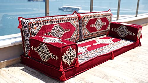 Maroon Sectional Sofas, Arabic Majlis, Turkish Rug, Sofa Bed, Terrace Sofa, Floor Couch, Yoga Sofa, Living Room Furniture, Loveseat Sofa (Sofa Only, 4'' Thickness (10 cm))