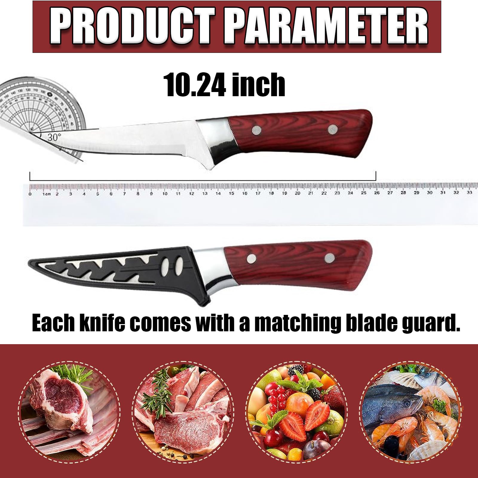 Magicorange Boning Knife, 5.7 inch Sharp Stainless Steel Kitchen Knife Fillet Knife for Meat, Fish, Poultry, Full Tang, Ergonomic Handle (Boning Knife)