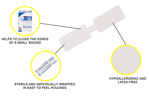 Dukal Butterfly Closure Strips. Pack of 100 Adhesive Wound Closure Bandages. Sterile Bandages for Wound Protection. Single use. Individually Wrapped. Easy to Apply.