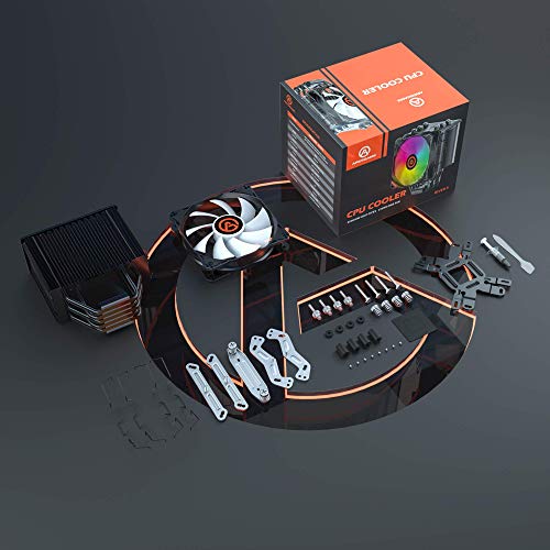CPU Cooler with 5 Direct Contact Heatpipes, ARESGAME River 5 CPU Air Cooler for Intel/AMD with 120mm SYNC ARGB PWM Fan (5V ARGB Header is Required on Motherboard)