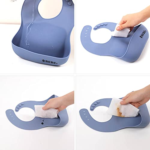 Silicone Bibs for Babies and Toddlers Boys and Girls, Pack of 3, Durable, Waterproof, Reusable, Baby Bibs from 6 Months and Up (White/Pink/Green)