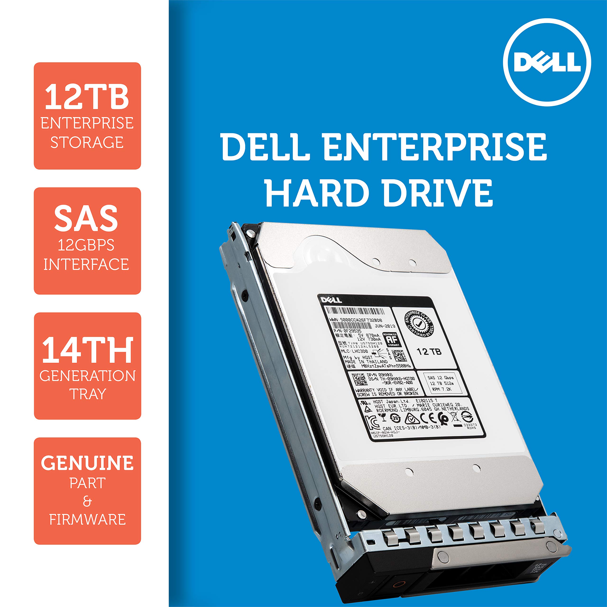 Dell 401-ABHX 12TB 7.2K NL-SAS 12Gb/s 3.5-Inch Hard Drive in 14G Hot-Plug HDD Tray Bundle with Compatibility Screwdriver