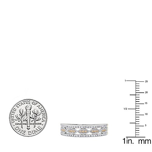 Dazzlingrock Collection 0.27 Carat (Ctw) Sterling Silver Champagne & White Diamond Ladies Wedding Band 1/4 CT, Size 6.5
