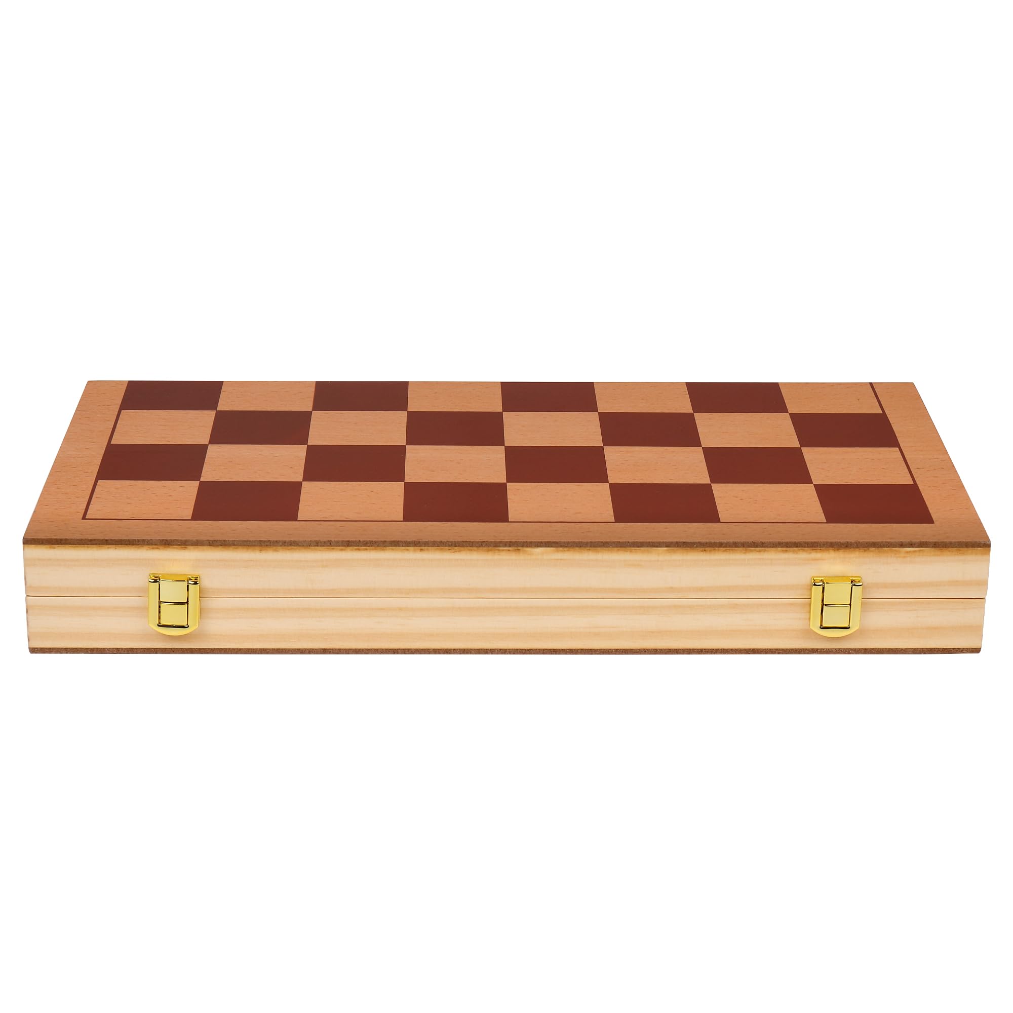 Sterling Games Chess, Checkers, Backgammon Game 3 in 1 Combo Set | 15 inch Wooden Folding Chess Board Game Set for Kids and Adults