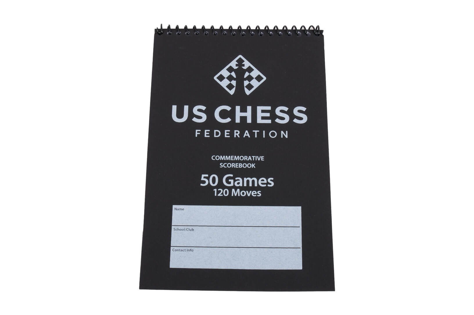 US Chess Federation Commemorative Spiral Chess Scorebook - Black - 120 Moves/Game (4 Pack)