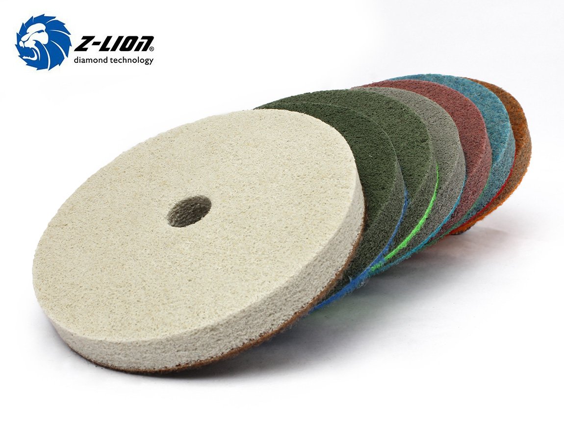 Z-LION 4" Sponge Polishing Pad Wet Use Buffing Pad for Grinder Hoop and Loop Buffing Wheel for Granite Marble Clean(7 pcs,4 Inches)