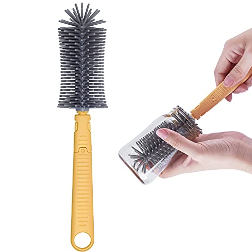 ZhenNian Silicone Baby Bottle Brush,Bottle Cleaner Brush, Long Water Bottle Brushes forBaby Bottle, Glass Water Bottles,Soprt Bottle,Cup,Removable Handle Cleaning Brush Perfect for Travel,HomeâŚ