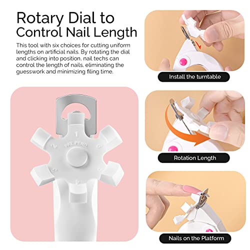 MelodySusie Nail Clippers for Acrylic Nails, White Adjustable Stainless Steel Acrylic Nail Clippers, Professional Rotary Nail Cutter for False Nail Tips, Manicure Nail Salon Tool