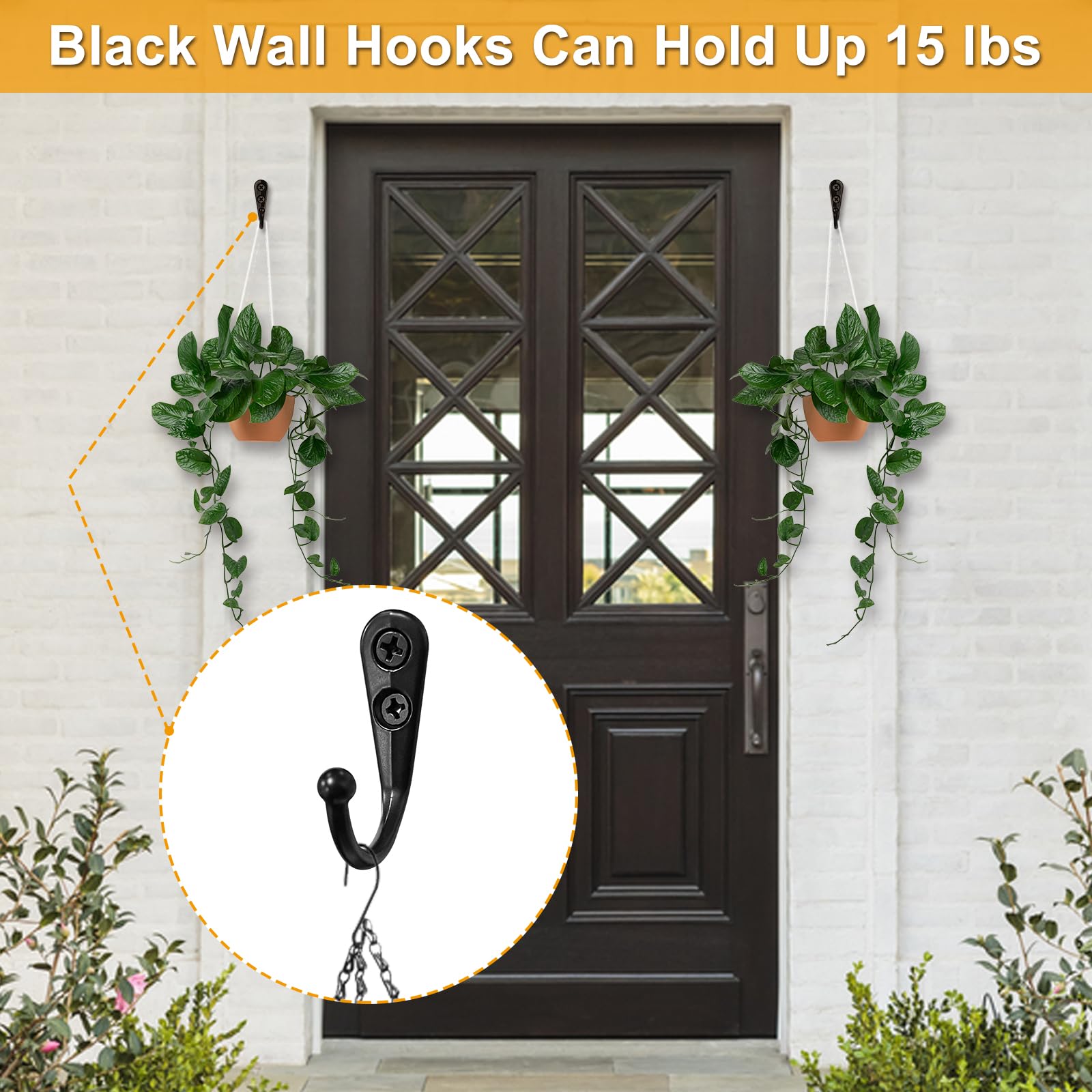 Poeuo 20 Pcs Black Wall Mounted Coat Hooks, Coat Hook Holder, Hanger Hook with 40 Pieces Screws for Hanging Hat, Towel, Robe, Cup, Mugs, Kitchen