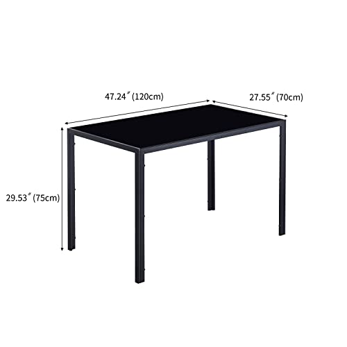 paonne 5-Pieces Glass Dining Table with Chairs Set, Modern Dining Table Set for 4, Glass Kitchen Table and Chairs Set, Glass Dining Room Set for 4 for Home Kitchen/Dinette/Restaurant