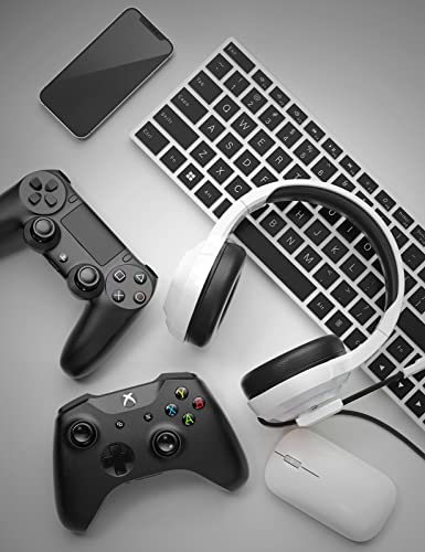 ZIUMIER Z66 White Gaming Headset with Microphone, Wired Over-Ear Headphone for PC PS4 PS5 Xbox One Controller, RGB LED Light, Bass Surround Sound