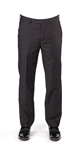 Slim Fit Tuxedo Pants Flat Front No Pleats Black Side Satin Line AZAR (34 Waist 32 Length, Black Pants)
