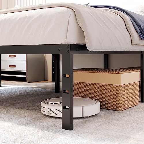zizin Twin Size Bed Frame 18 Inch Metal Platform Bed Frame No Box Spring Needed Mattress Foundation with Steel Slats Support Noise Free Heavy Duty Bed Frame with Storage Space Under Frame, Black
