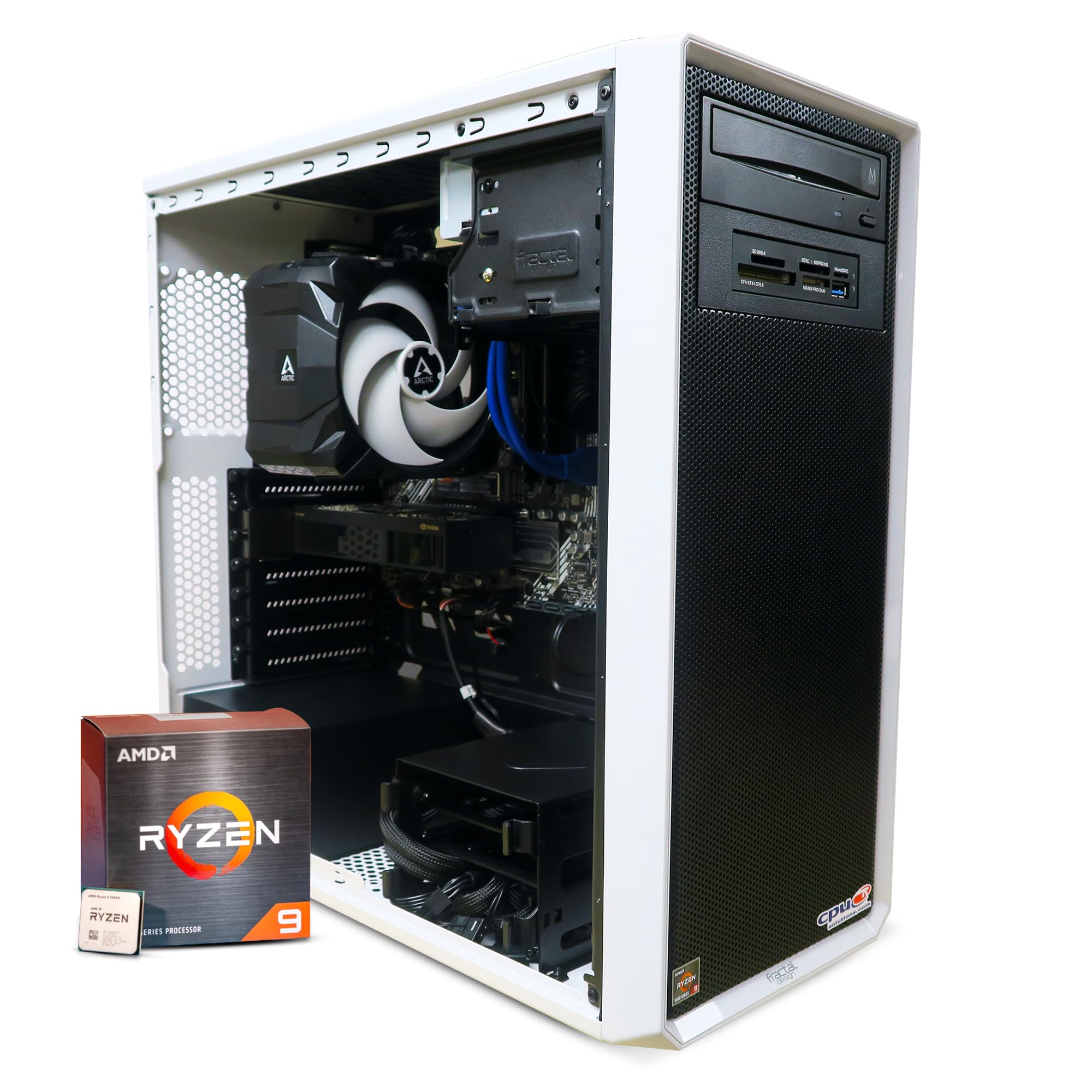 CPU Solutions Express Video Editing PC, CEV-8446 - Advanced HD, 4K Video Editing Workstation - Ryzen 9 5900X, 4.7GHz 12-Core, 64GB RAM, 1TB NVMe SSD, 2TB HDD, Quadro RTX A2000, Windows 11 Pro