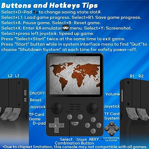 CredevZone RGB20S Handheld Game Console 3.5 inch Retro Games Consoles Classic Emulator Hand-held Gaming Console Preinstalled Hand Held Video Games System 64GB Black