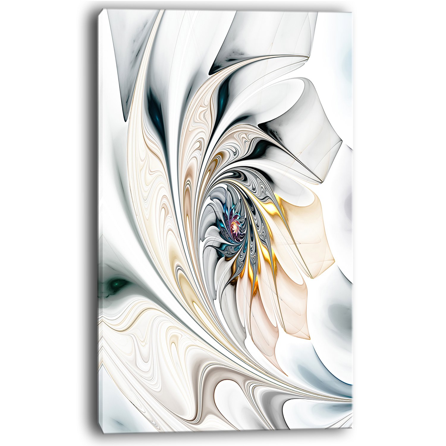 Designart, Modern Canvas Art Wall Decor, White Stained Glass - White Wall Art For Living Room, Floral Wall Art Bedroom, Dining Room Wall Decor, White Wall Art