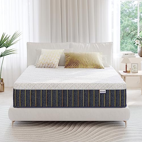 HOXURY Queen Mattress, 12 Inch Hybrid Mattress Queen Size, Memory Foam & Individually Wrapped Pocket Coils Innerspring Mattress in a Box, Pressure Relief & Cooler Sleeping