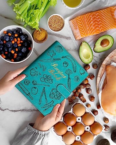 molekaus Recipe Book ,Blank Recipe Book to Write in Your Own Recipes,Recipe Notebook for Family Cooking, Removable Hardcover 7" x 10"Recipe Journal with 160 Pages-green