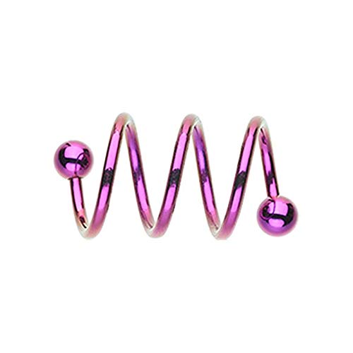 Colorline PVD Triple Twist Spiral Ring (14 GA, Length: 1/2" (12mm), Purple)