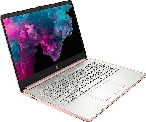 HP 14 Laptop for College Students, School, 14 Inch HD Display, Intel Celeron N4120, 8GB RAM, 192GB Storage (64GB eMMC + 128GB SD Card), Windows 11, 1 Year Office 365, Webcam, Rose Gold, PCM
