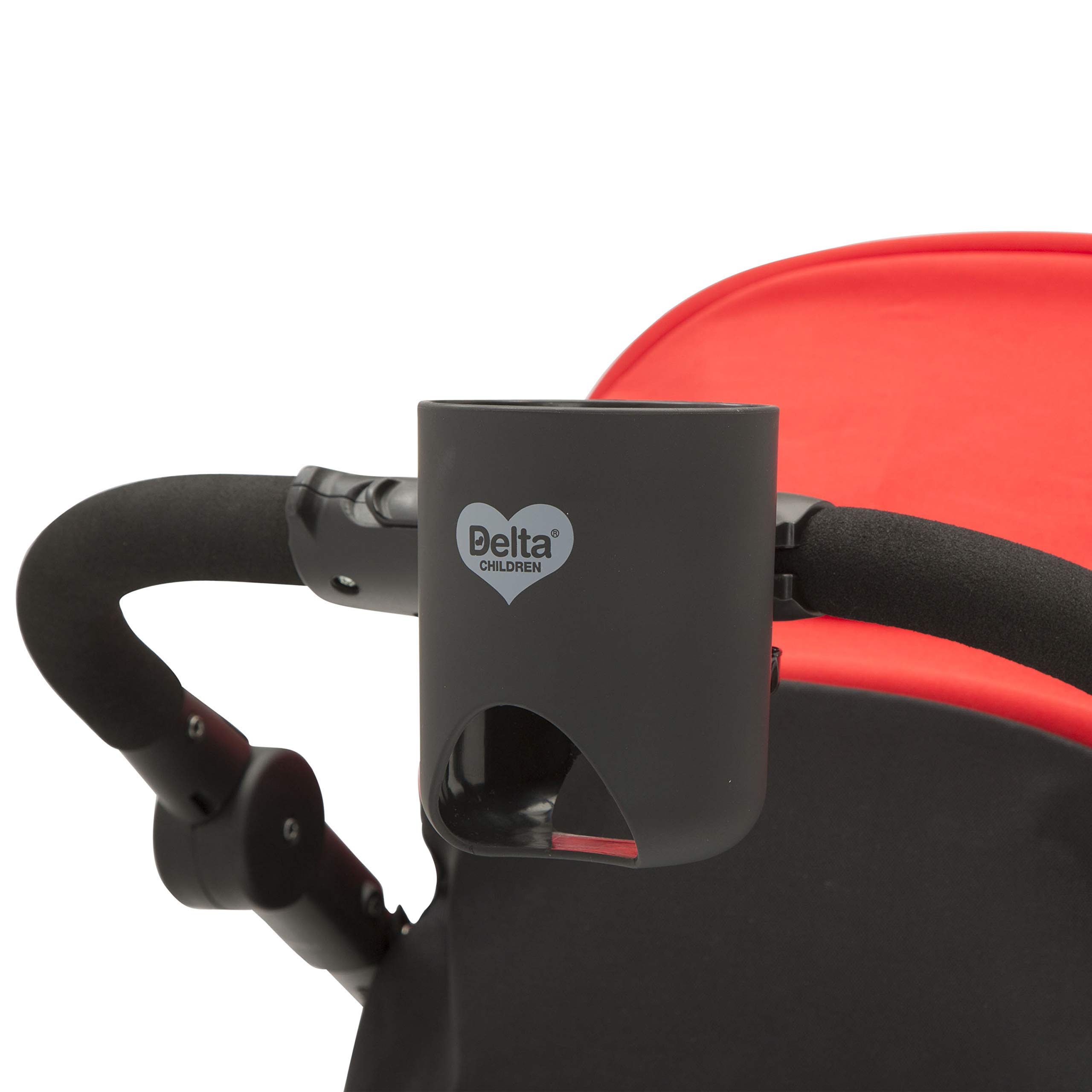 Delta Children Easy Mount Universal Stroller Cup Holder/Bike Cup Holder – 2 Pack | Fits Water Bottles, Travel Coffee Mugs, Kids Sippy Cups, Black