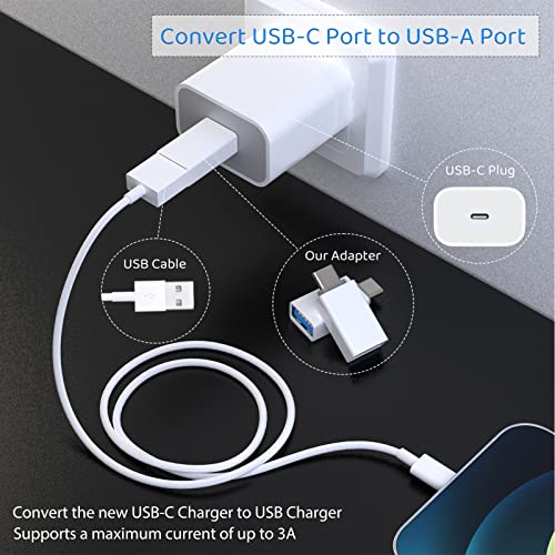 USB C to USB Adapter Pack-2,USB-C Male to USB 3.0 Female Adapter for MacBook Pro 2021/2020 iMac iPad Pro/Mini 6 Pixel 6 5 4 XL USB C Wall Plug Charger and Any Type C or Thunderbolt 4/3 Devices,White