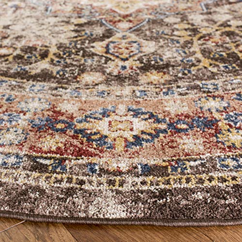 SAFAVIEH Bijar Collection 3' Round Brown / Rust BIJ652D Traditional Oriental Distressed Non-Shedding Dining Room Entryway Foyer Living Room Bedroom Area Rug