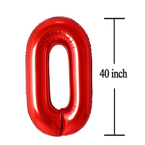 Red 30 Number Balloons Big Giant Foil Balloon for 30th Birthday Party Decorations 40 Inch