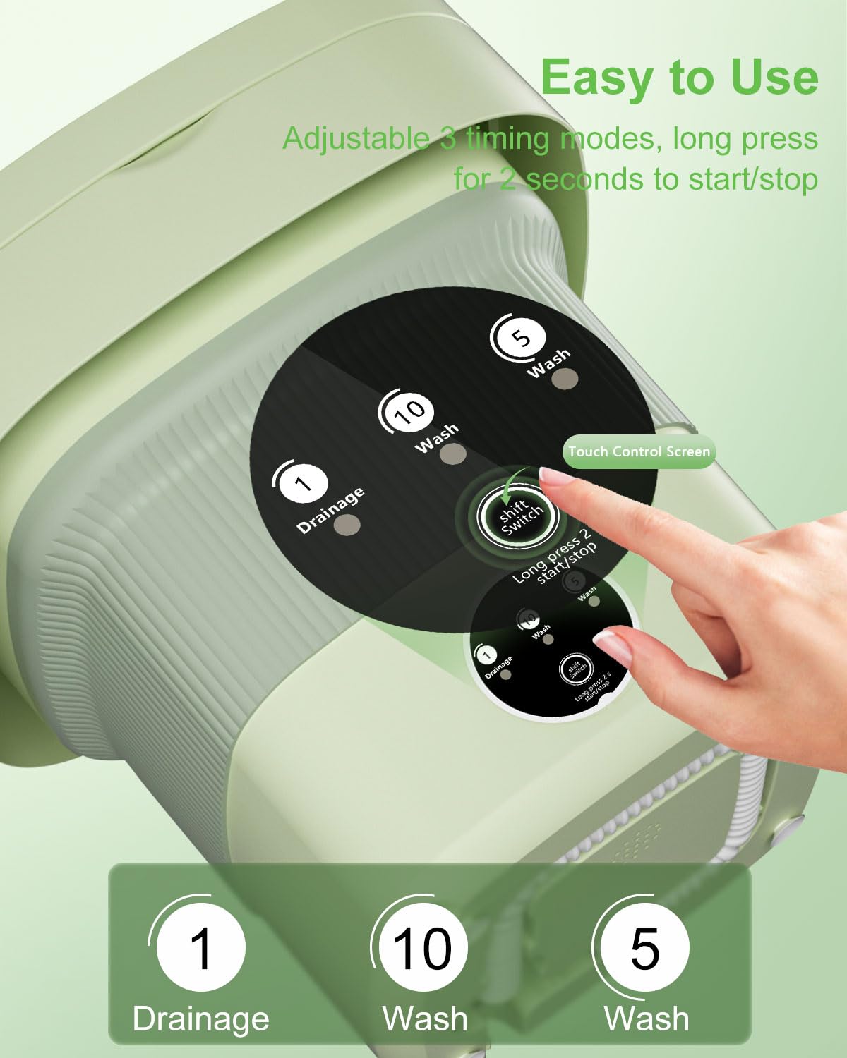 Portable Washing Machine, Mini 9L Foldable Washer and Dryer with 3 Modes Deep Cleaning for Underwear,Baby Clothes,Socks,Small Items.Mini Laundry Washer for Apartments,Dormitories,Camping,Travel(Green)
