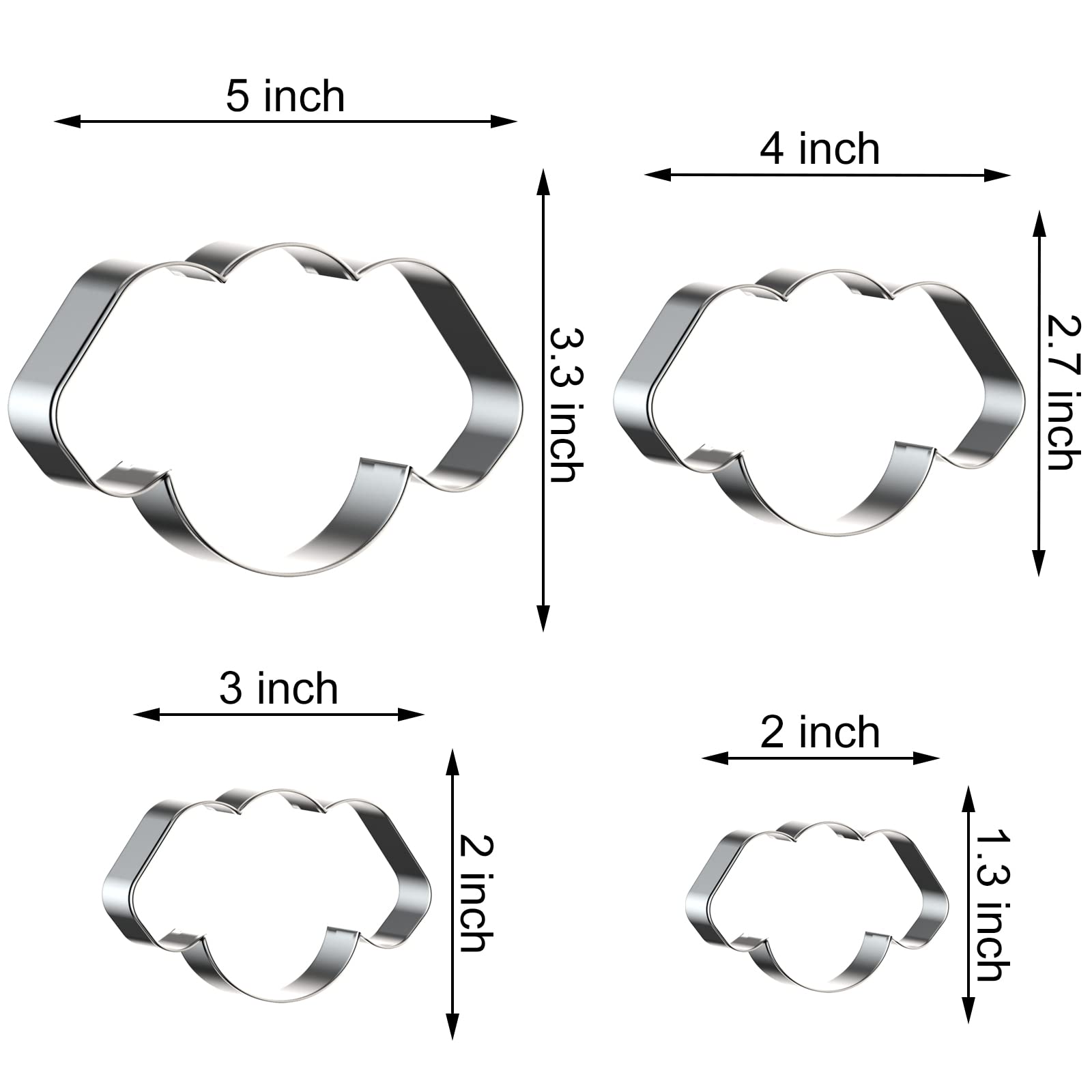 Dog Face Cookie Cutter Set - 5", 4", 3", 2" - 4 Piece Puppy Dog Head Cookie Cutters for Treats - Stainless Steel