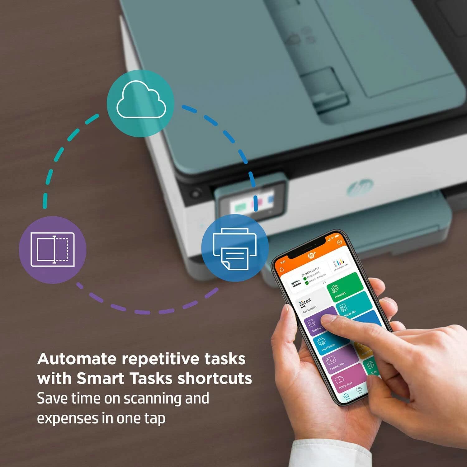 HP OfficeJet Pro 8028e All-in-One Wireless Color Inkjet Printer for Home Office, Blue- Print Scan Copy Fax-20 ppm, 35-sheet ADF, 4800 x 1200 dpi, Auto 2-sided Printing, Ethernet, Cbmou External Webcam