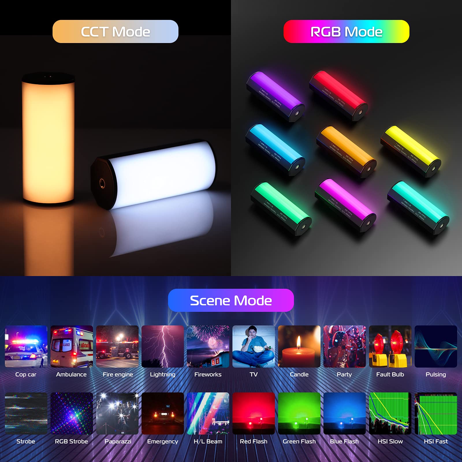ULANZI 2 Pack Handheld Light Wand, 360° RGB LED Video Light for Photography, 2000mAh Rechargeable Light Stick for Video Shooting, 2500-9000K Dimmable Camera Light w LCD, Support Magnetic Attraction