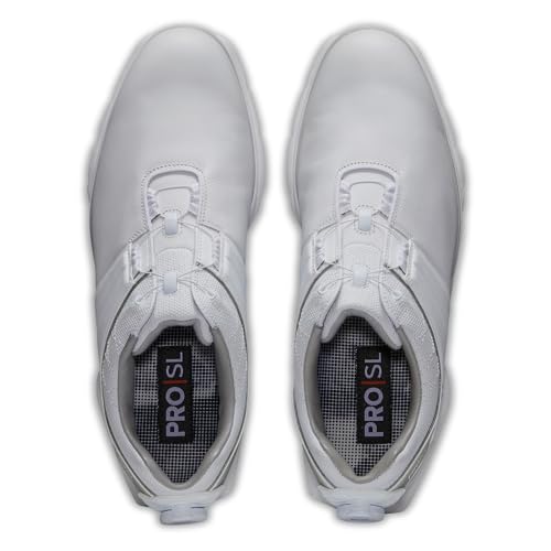 FootJoy Men's Pro|SL Boa Golf Shoe, White/White/Light Blue, 9.5 X-Wide