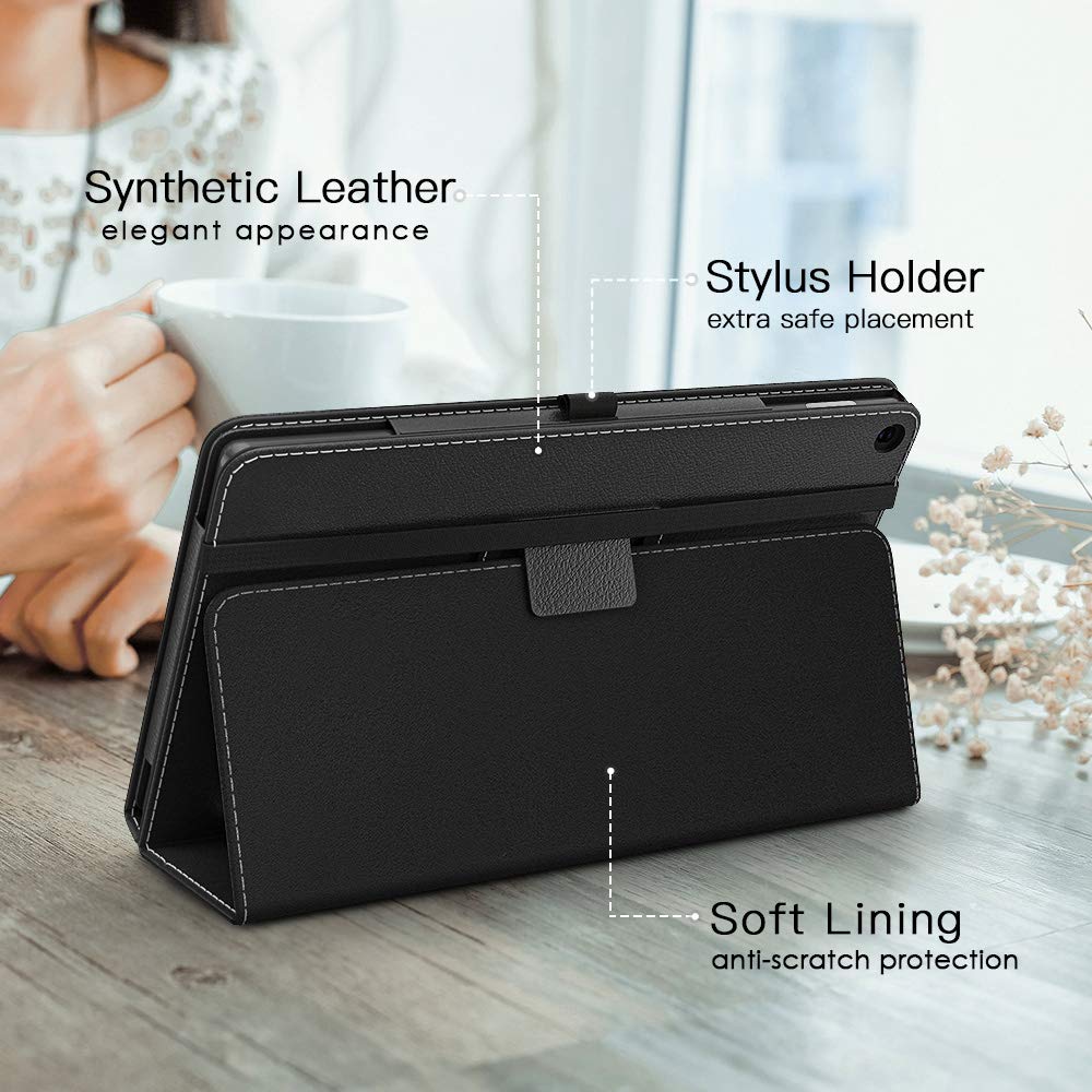 Dadanism All-New Amazon Fire HD 10 Tablet Case (9th Generation - 2019 Release) / (7th Generation - 2017 Release), Folio Cover Slim Stand for 10.1 Inch Cover - Black