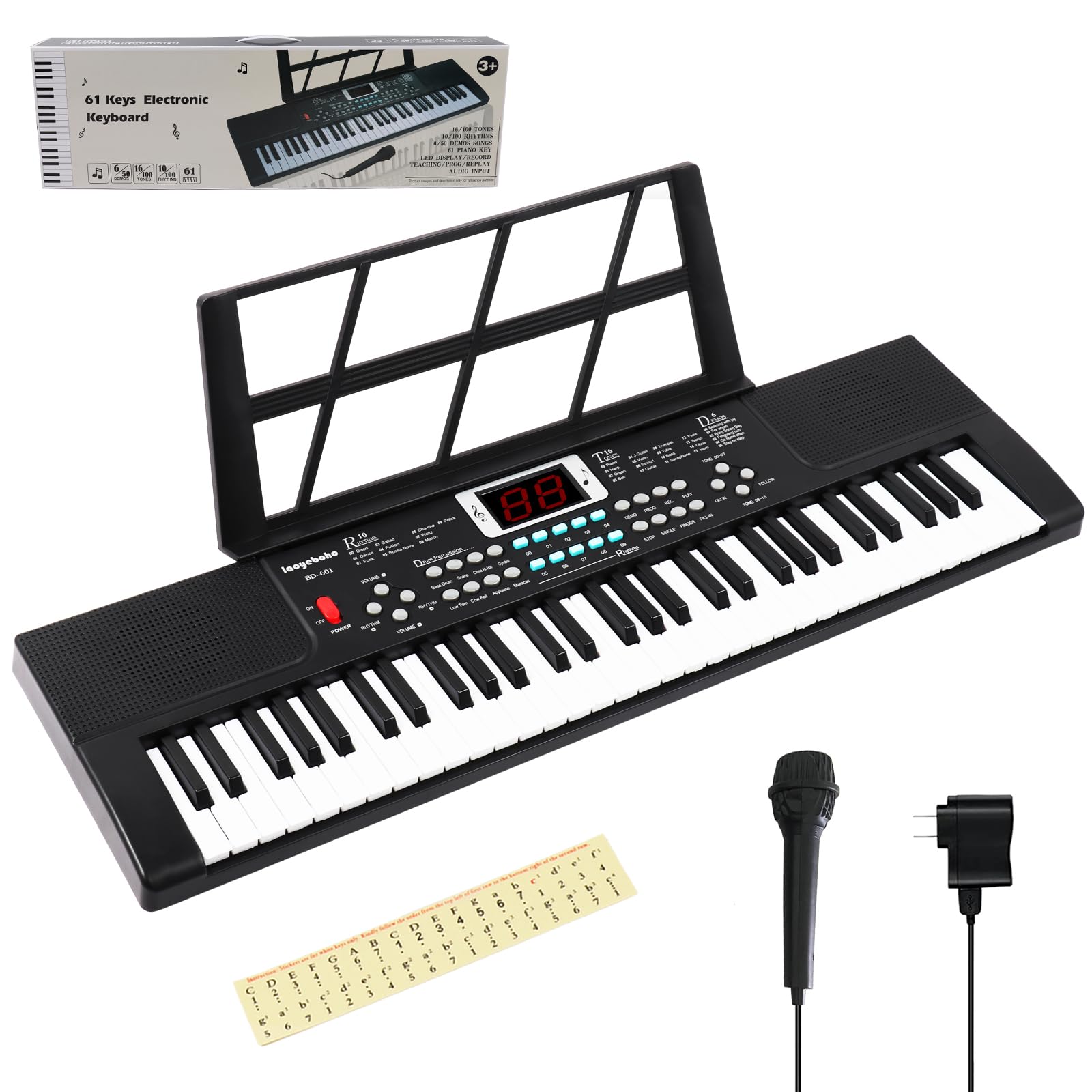 laoyeboho 61 Keyboard Piano, Portable Keyboard Piano for Beginners, Children's Piano Keyboard, Electronic Digital Piano With Built-in Speaker and Microphone, School Gift,Children's Birthday Gift