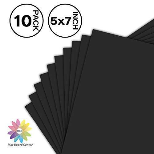 Mat Board Center, 10-Pack 5x7 Black Uncut Mat Boards/Backing Boards for Crafts, Frames, Photos, and More