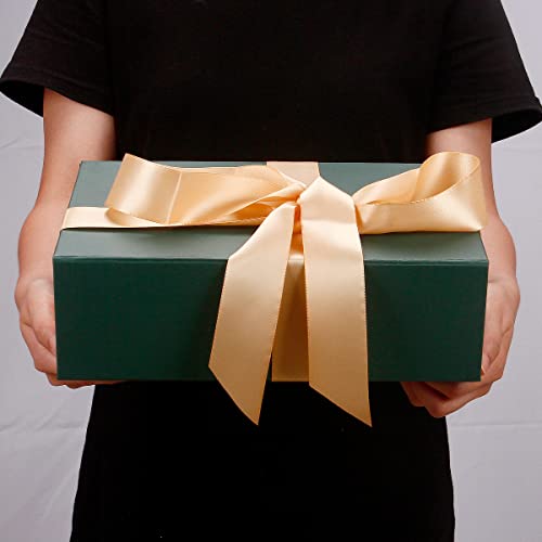 MONDEPAC Gift Box 11x7.5x3.5 Inches,Forest Green Gift Box with Magnetic Lid,Large Gift Box Contains Card, Ribbon, Shredded Paper Filler Gift Box for Valentine's Day Gift Packaging