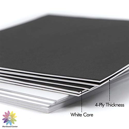 Mat Board Center, 10 Pack, Uncut Mat Backing Board Matboard - Full Sheet - for Art, Prints, Photos, Prints and More (White/Black Color, 11x14)