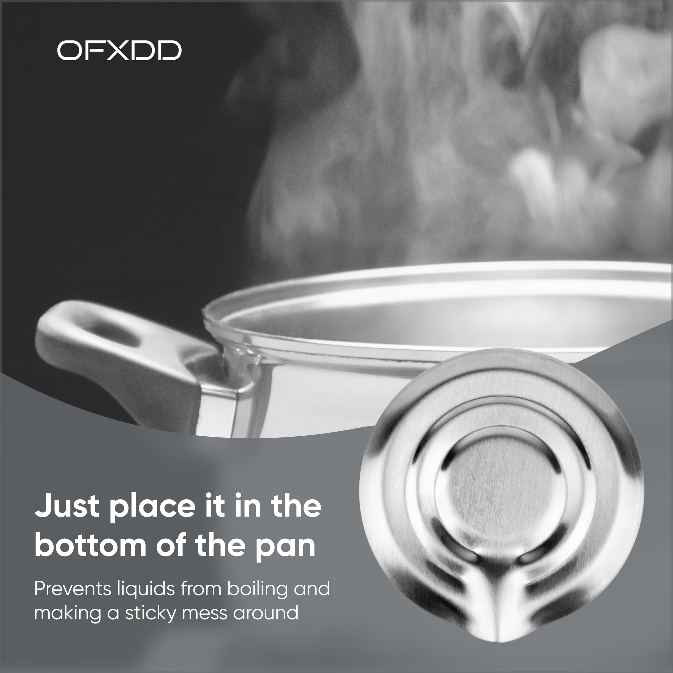 Pot Minder - Stainless Steel Pot Watcher Disc - Boil Over Preventer for Milk - Boil Control Disc for Kitchen Pots, 2 Pcs