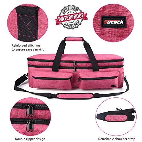 Craft Double-Layer Tote Bag Compatible with Cricut Explore Air, Air 2, Maker and Silhouette Cameo 3, Tool Carrying Case for Cutting Machine and Supplies Travel Bag,Red