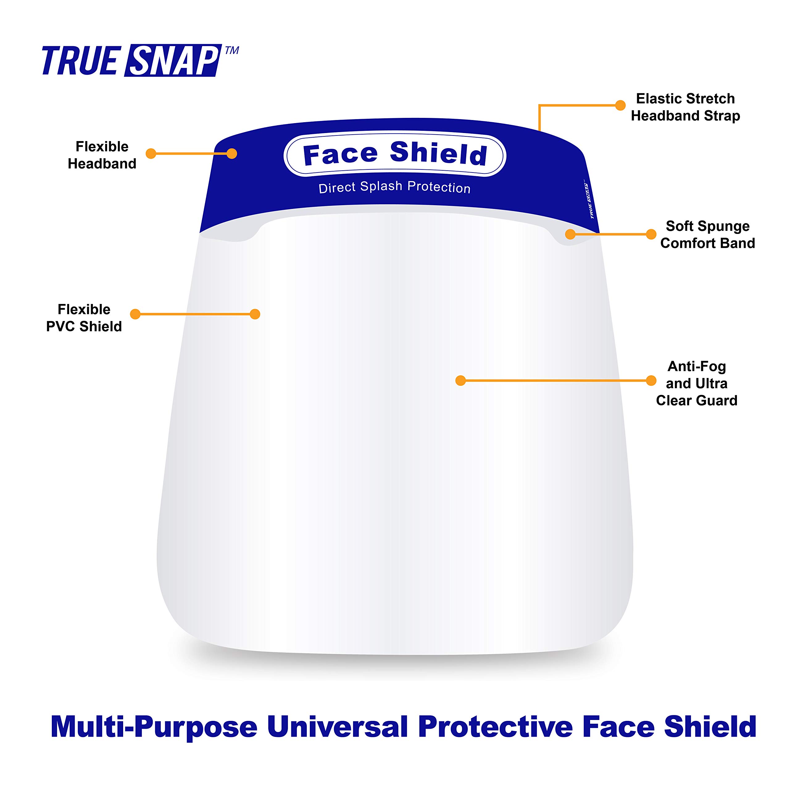 Face Shield 10-Pack, Reusable Transparent Anti-Fog Visor Full Face Safety Cover with Comfort Foam, Adjustable Band to Fit All Sizes, 10-Pack