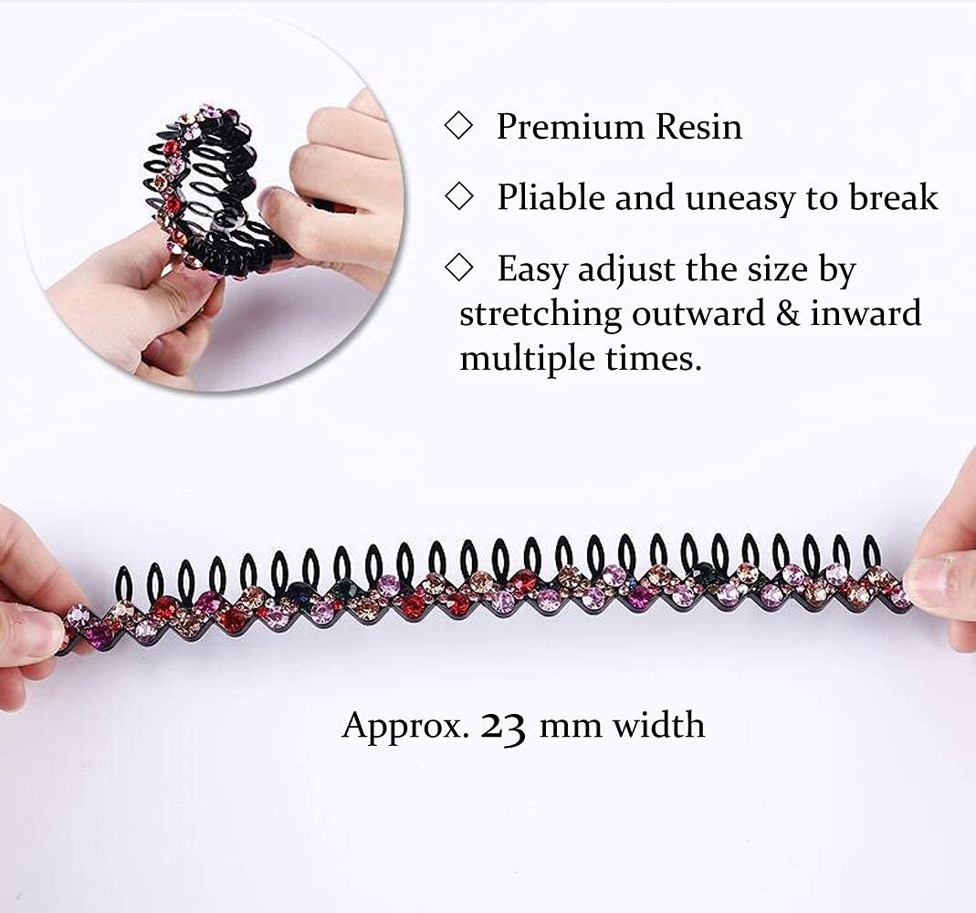 ZOCONE Wave Rhinestone Headbands, 5pcs Plastic Tooth Comb Headbands, Crystal Hair Loop Non-slip Wavy Hairbands for Women Girls