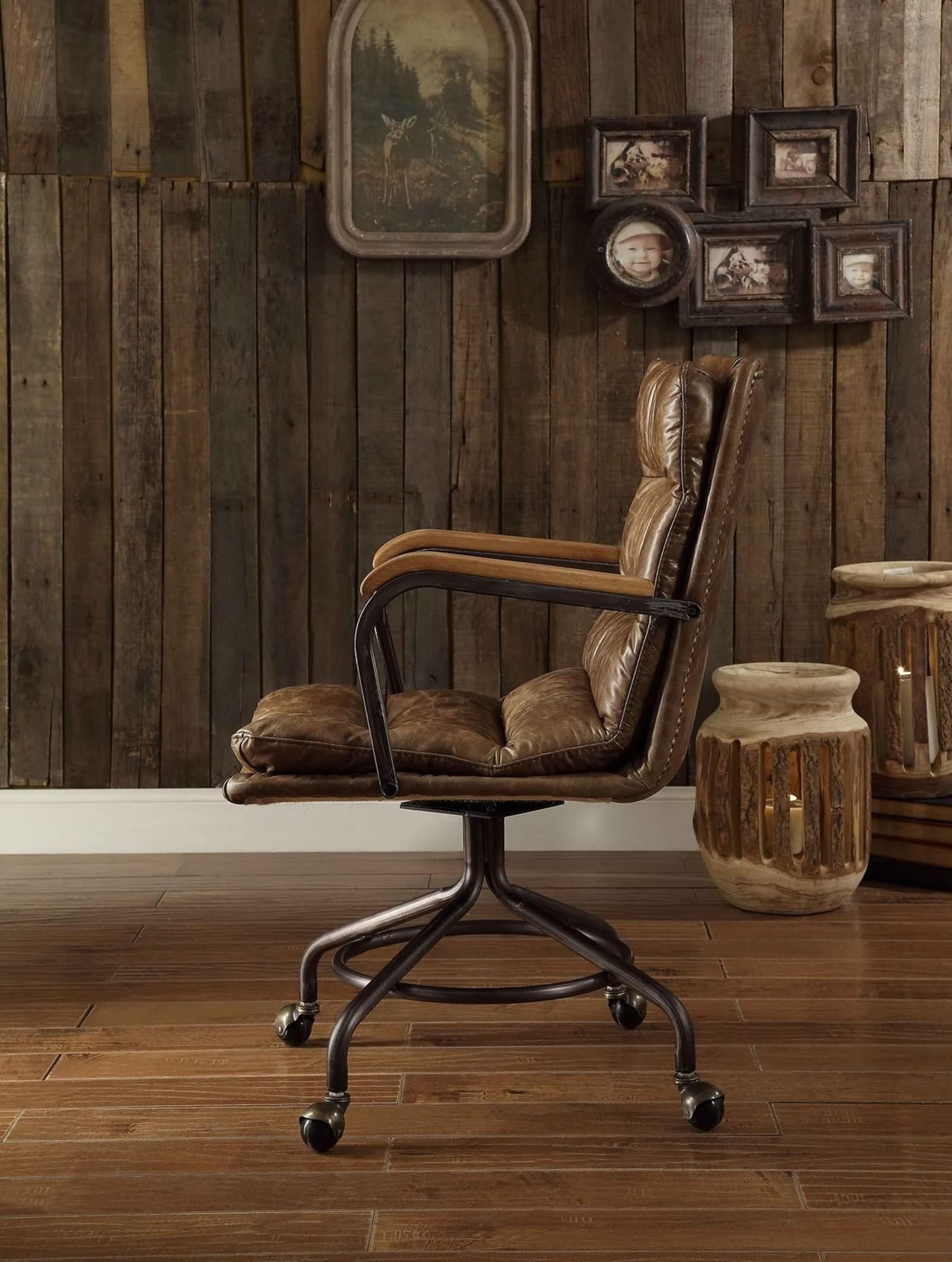 Daesar Office Chair in Vintage Whiskey Top Grain Leather
