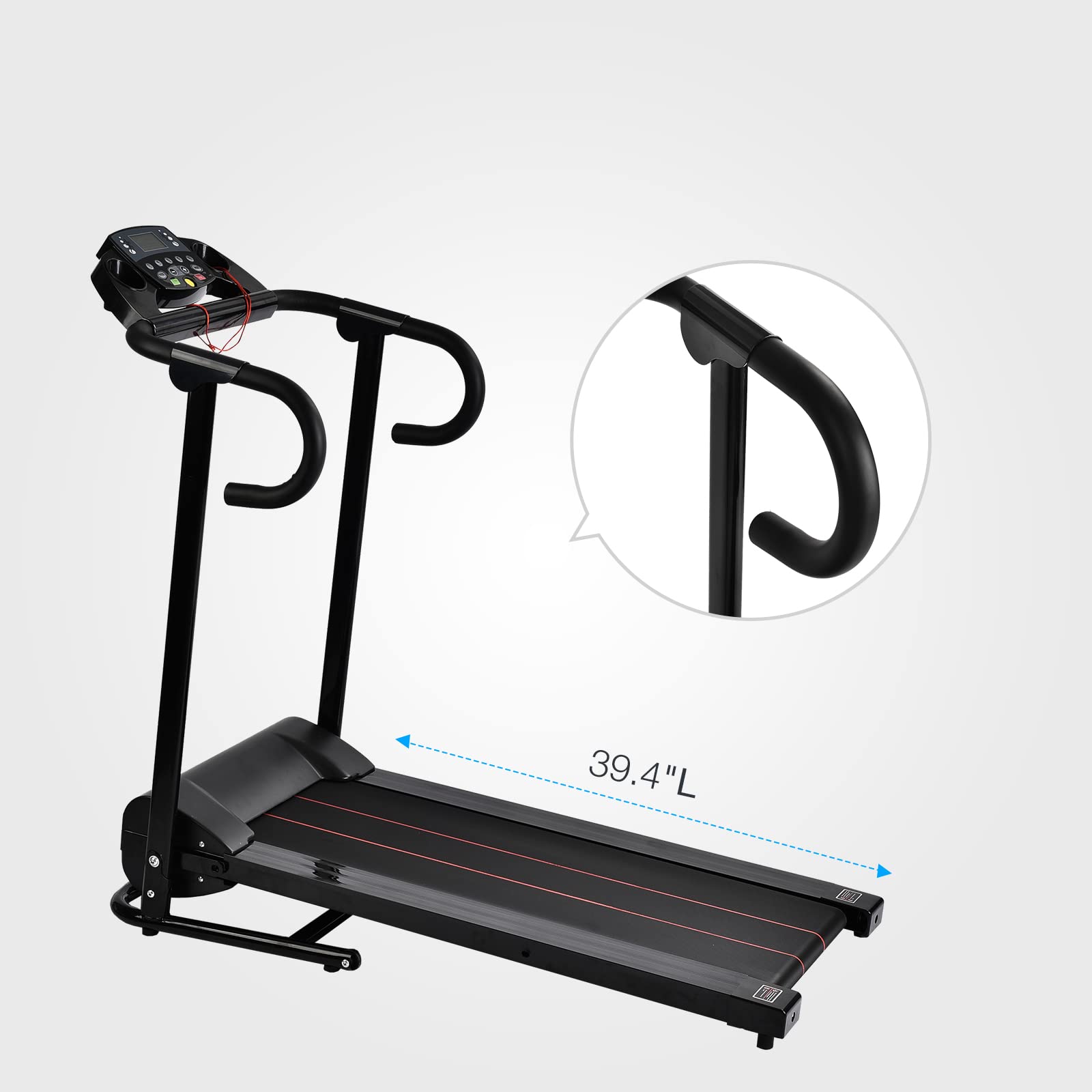 Fophet Folding Treadmill, 1.5 HP Foldable Electric Motorized Treadmill Running Exercise Machine, Space-Saving Easy Assembly Fitness Jogging Workout, 12 Preset Programs, and LCD Display/ 2* cup Holders