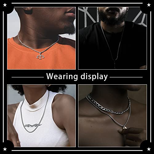 Monily 2-7mm 16-36In Square Rolo Stainless Steel Chain Necklace Round Box Necklace Men Women Jewellery